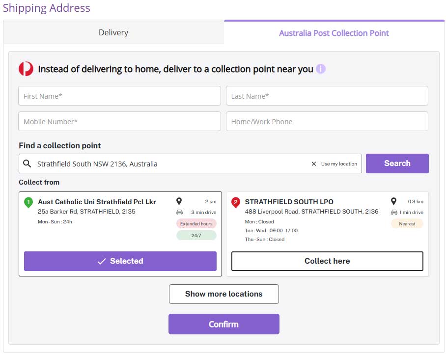 AusPost Collection Points Now Available